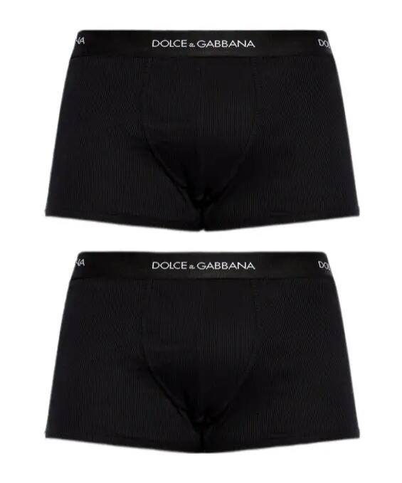Dolce & Gabbana Dolce Gabbana Logo Waistband Pack Of Two Boxers - Black