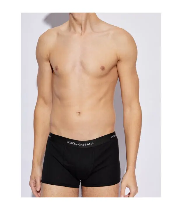 Dolce & Gabbana Dolce Gabbana Logo Waistband Pack Of Two Boxers - Black