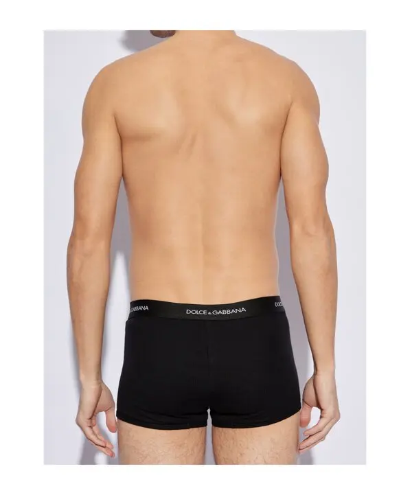 Dolce & Gabbana Dolce Gabbana Logo Waistband Pack Of Two Boxers - Black