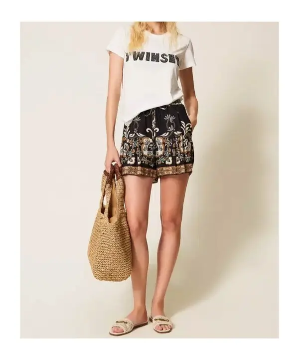 TWINSET Printed Silk Scarf-inspired Shorts