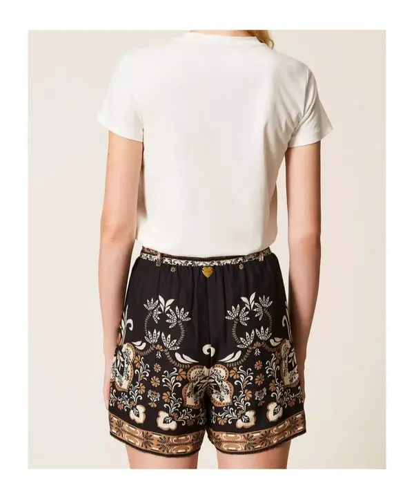 TWINSET Printed Silk Scarf-inspired Shorts