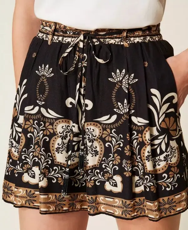 TWINSET Printed Silk Scarf-inspired Shorts