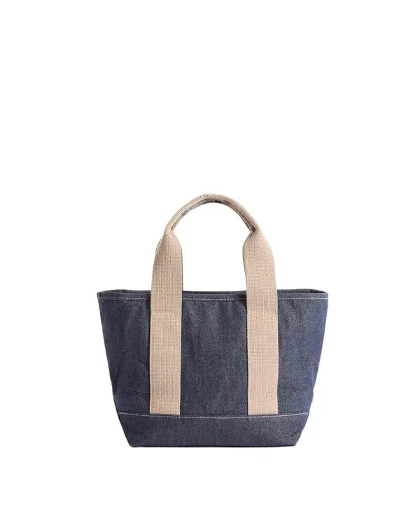 Barbour Mini Mya Tartan-detail Denim Tote Bag - Indigo