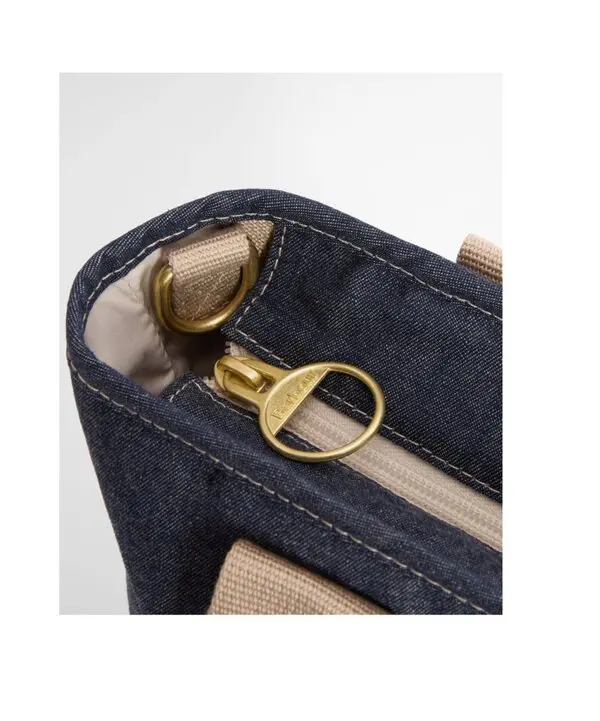 Barbour Mini Mya Tartan-detail Denim Tote Bag - Indigo