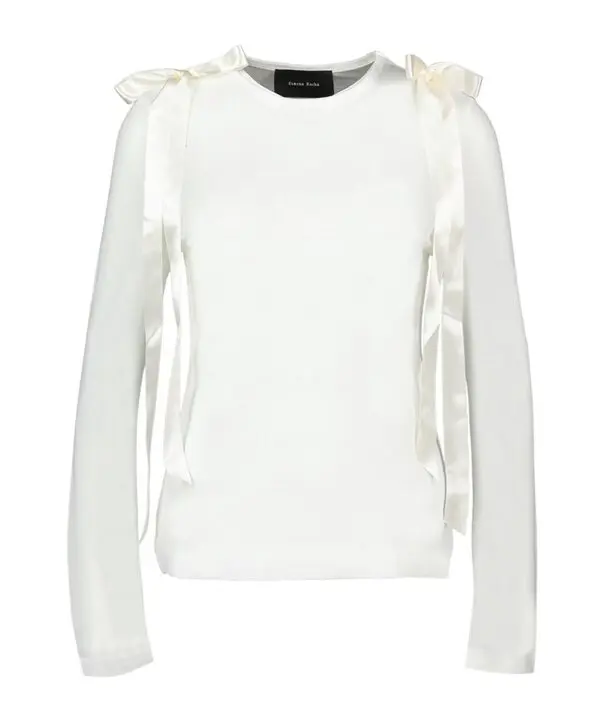 Simone Rocha Bow Ribbon Tail Long Sleeve T-shirt