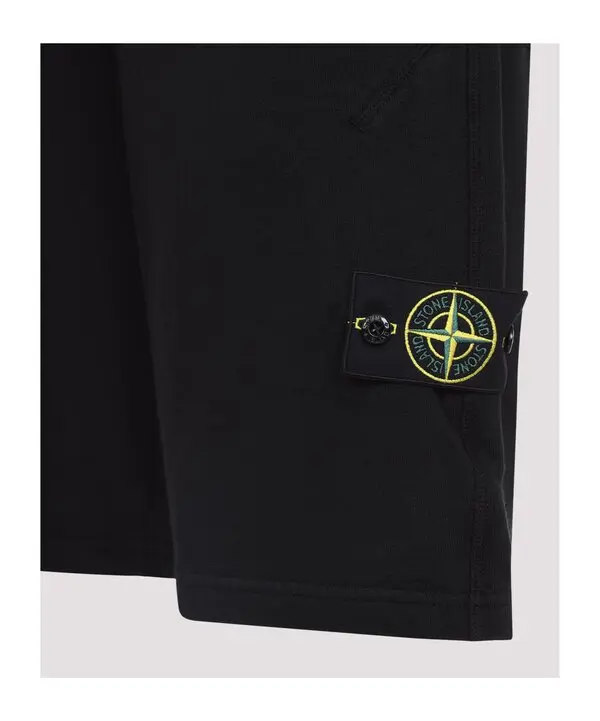 Stone Island Logo Patch Drawstring Shorts - Black
