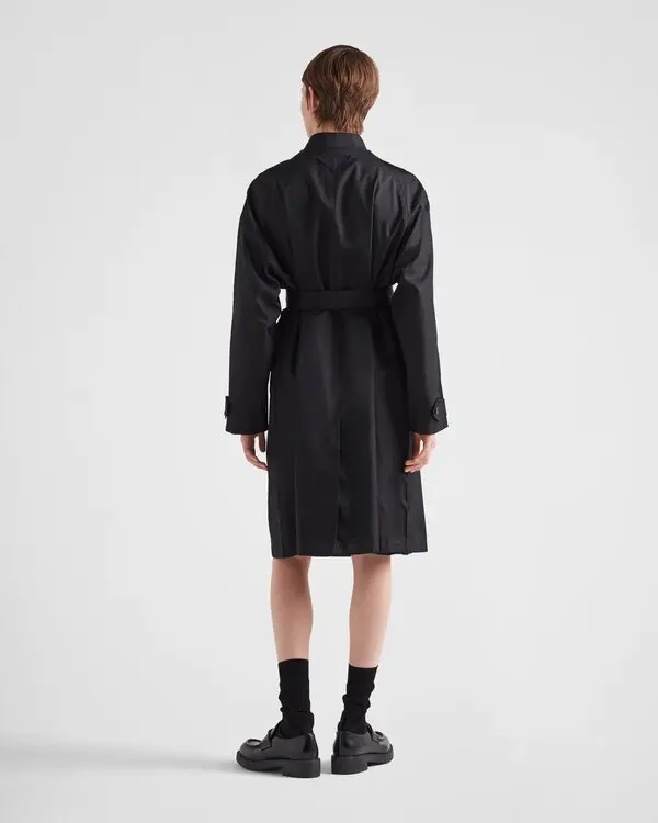Prada Re-nylon Double Breasted Belted Waist Raincoat