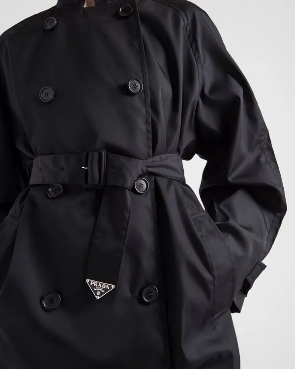 Prada Re-nylon Double Breasted Belted Waist Raincoat