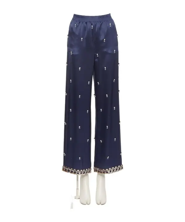 Valentino Garavani Wide Leg Embellished Trousers