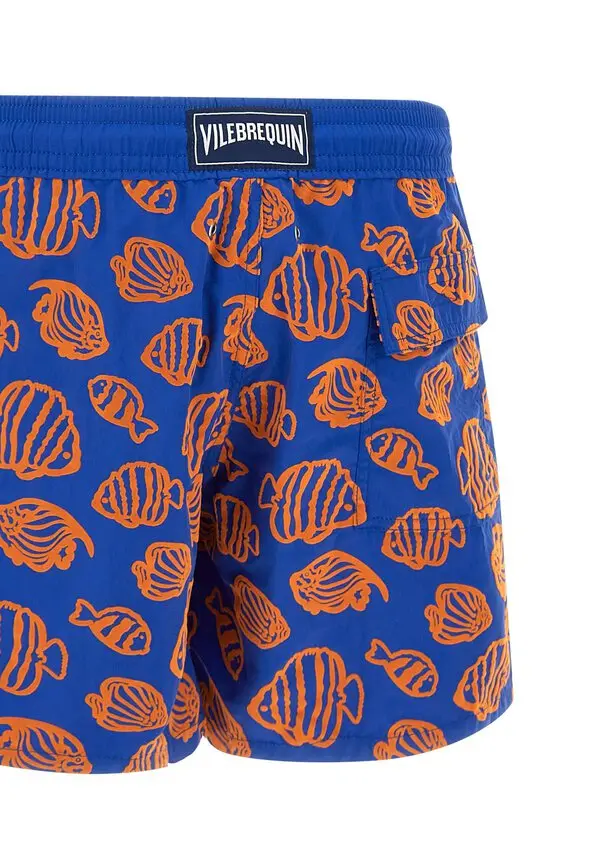 Vilebrequin Drawstring Swim Shorts With Printed Fish Motif