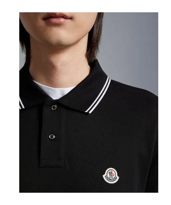 Moncler Logo Patch Polo Shirt - Black