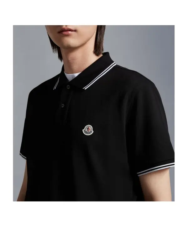 Moncler Logo Patch Polo Shirt - Black