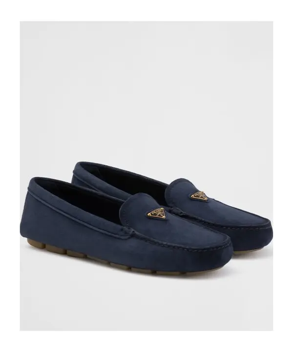 Prada Triangle-logo Slip-on Driving Loafers - Blue