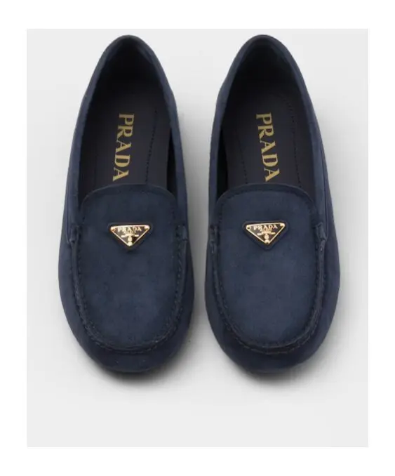Prada Triangle-logo Slip-on Driving Loafers - Blue