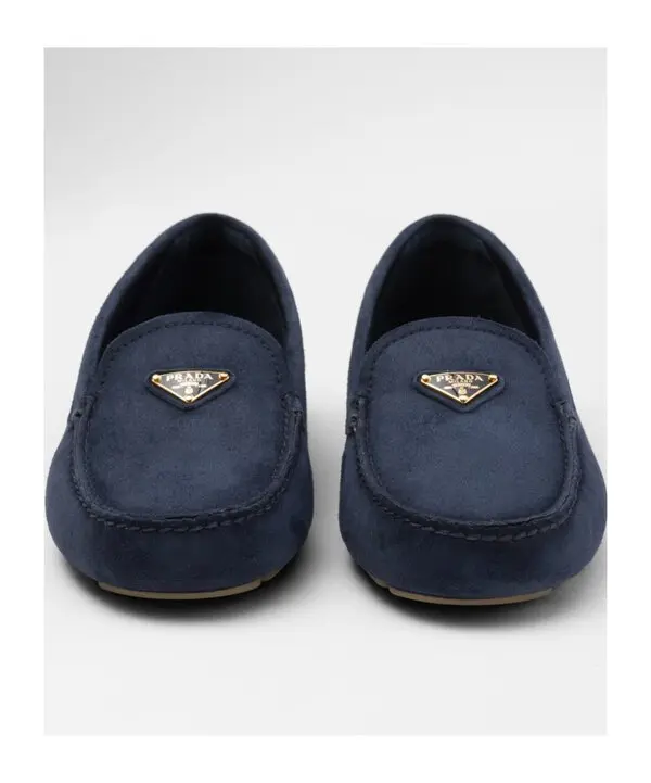 Prada Triangle-logo Slip-on Driving Loafers - Blue