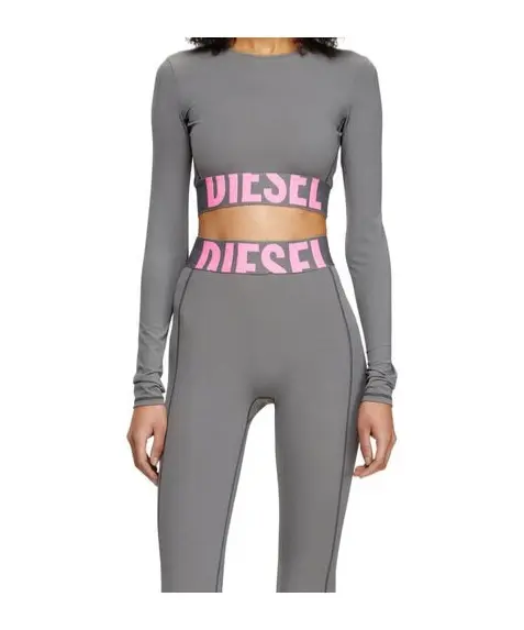 DIESEL® Long Sleeve Cropped Top With Logo Waistband