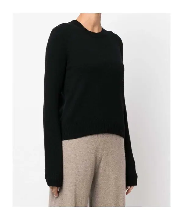 LISA YANG Ribbed Knit Crew Neck Sweater - Black