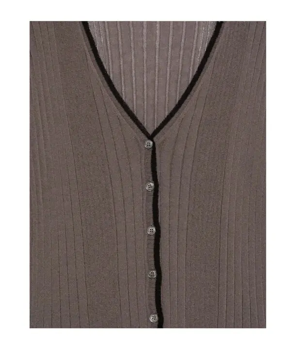 ROBERTO COLLINA Ribbed V-neck Cardigan With Contrasting Edges