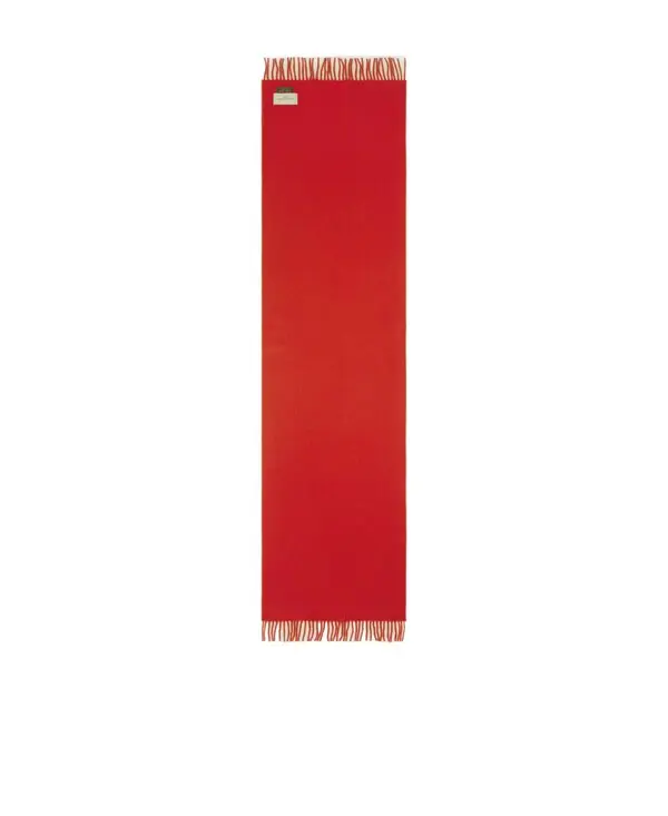 Maison Kitsuné Logo Patch Fringed Knit Scarf - Red
