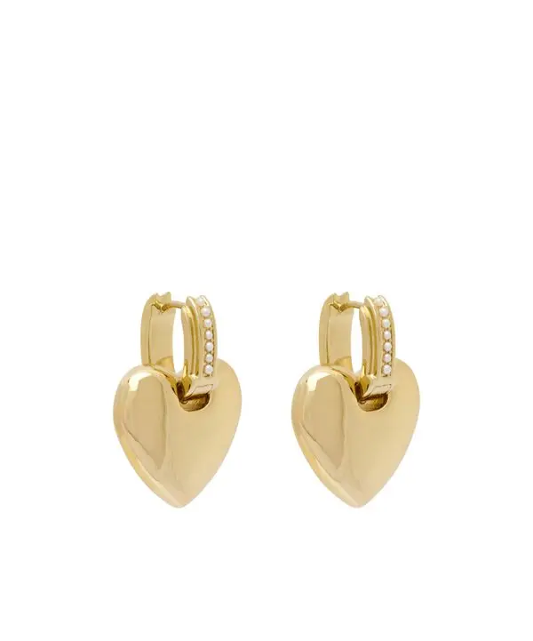 COACH Heart Shaped Pendant Earrings With Beaded Detail - Yellow