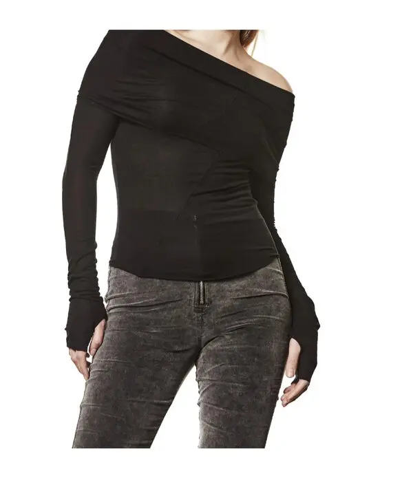 THOM KROM Off-the-shoulder Draped Long-sleeve Top