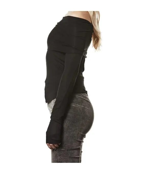 THOM KROM Off-the-shoulder Draped Long-sleeve Top