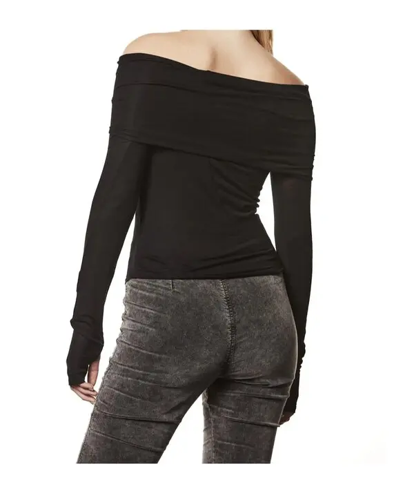 THOM KROM Off-the-shoulder Draped Long-sleeve Top