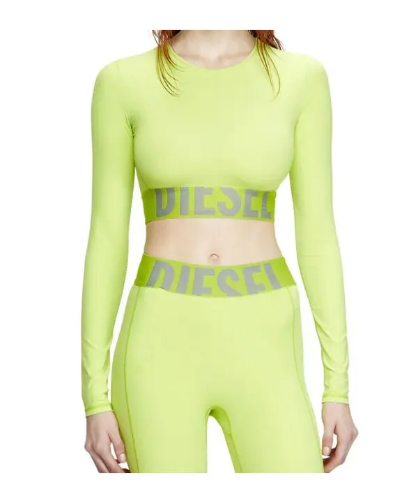 DIESEL® Melissa Cropped Long Sleeve Top With Logo Waistband