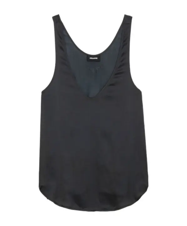 Zadig&Voltaire Tarys Satin Tank Top With Rhinestone Wings - Black