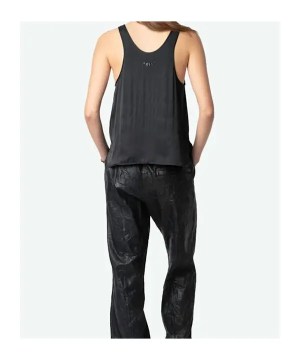 Zadig&Voltaire Tarys Satin Tank Top With Rhinestone Wings - Black