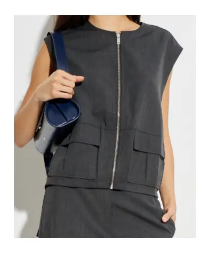 SAMSOE SAMSOE Zipper Vest With Pockets