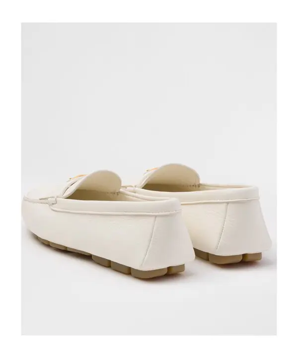 Prada Buckskin-print Embossed Driving Loafers - Ivory
