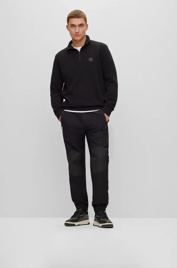 Hugo Boss Quarter Zip Sweater With Logo Patch