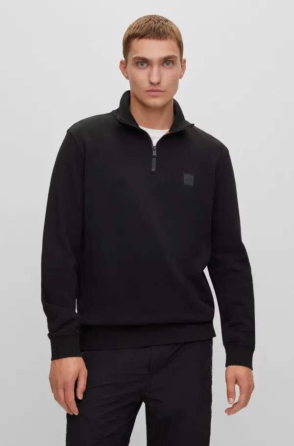 Hugo Boss Quarter Zip Sweater With Logo Patch