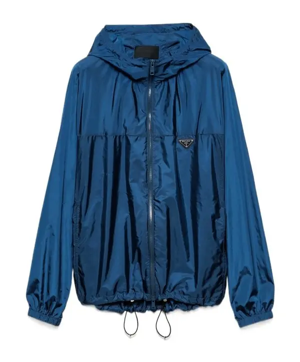 Prada Oversized Zip-up Jacket With Enamelled Triangle Logo