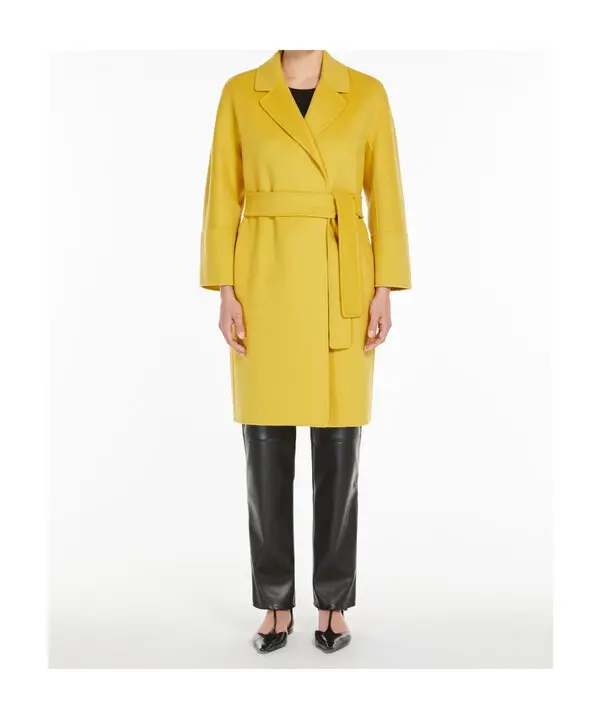 Max Mara Belted Long-sleeved Coat - Yellow