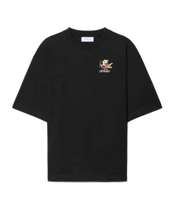 Off-White Fresco Bookish" Cherub Print Crewneck T-shirt