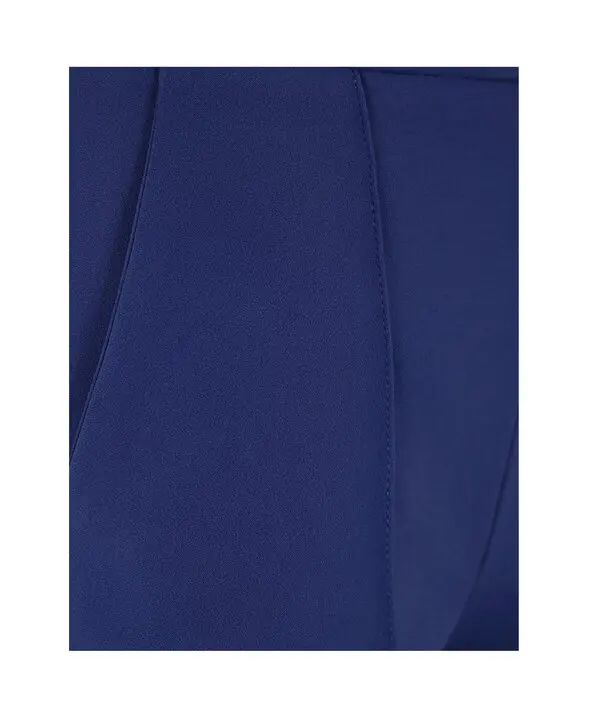 Elisabetta Franchi Logo Plaque Crepe Tailored Trousers - Blue
