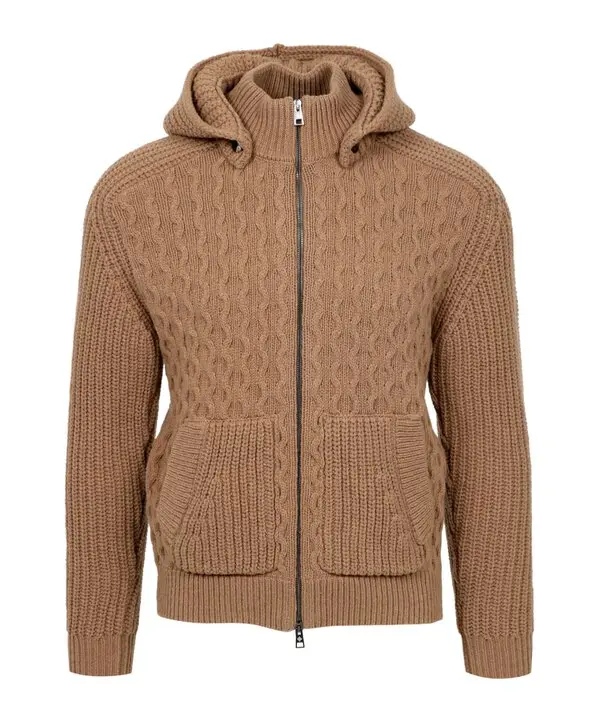 Tagliatore Long-sleeved Knitted Cardigan With Hood