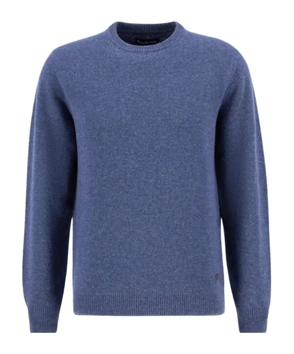 Barbour Crew Neck Sweater With Leather Elbow Patches