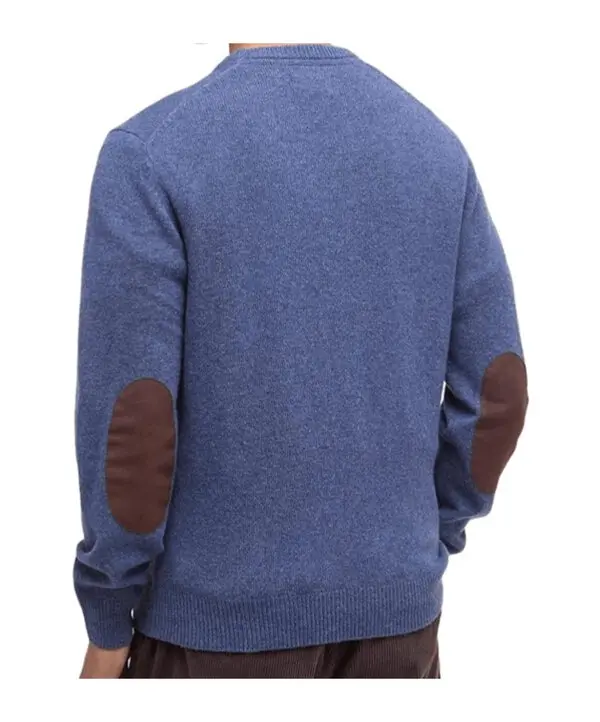 Barbour Crew Neck Sweater With Leather Elbow Patches