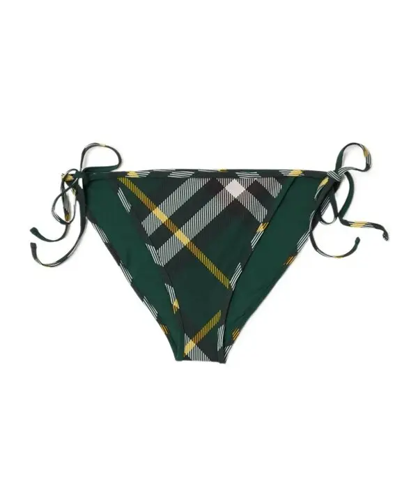 Burberry Checked Side-tied Bikini Bottoms - Green