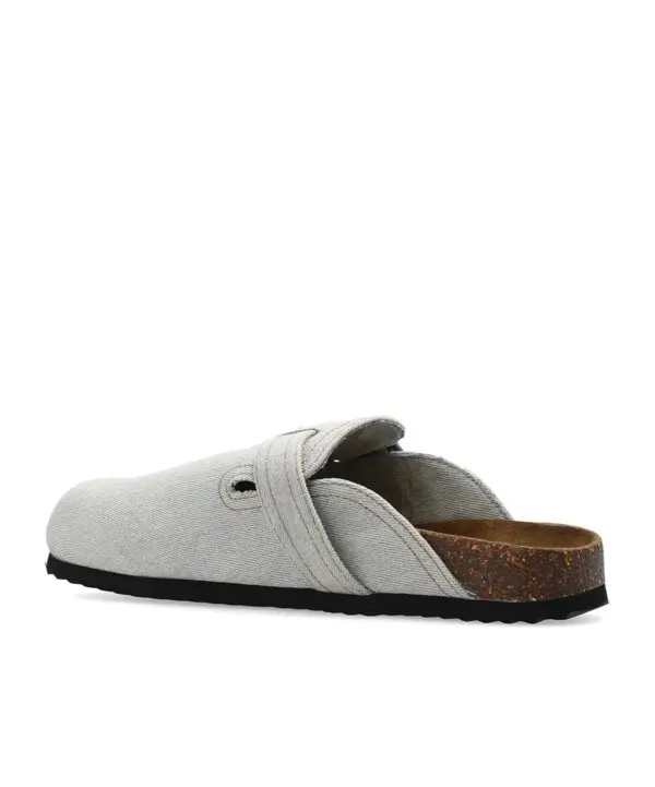 DIESEL® D-woodstock X Denim Slippers With Buckle Straps