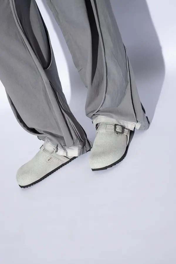 DIESEL® D-woodstock X Denim Slippers With Buckle Straps