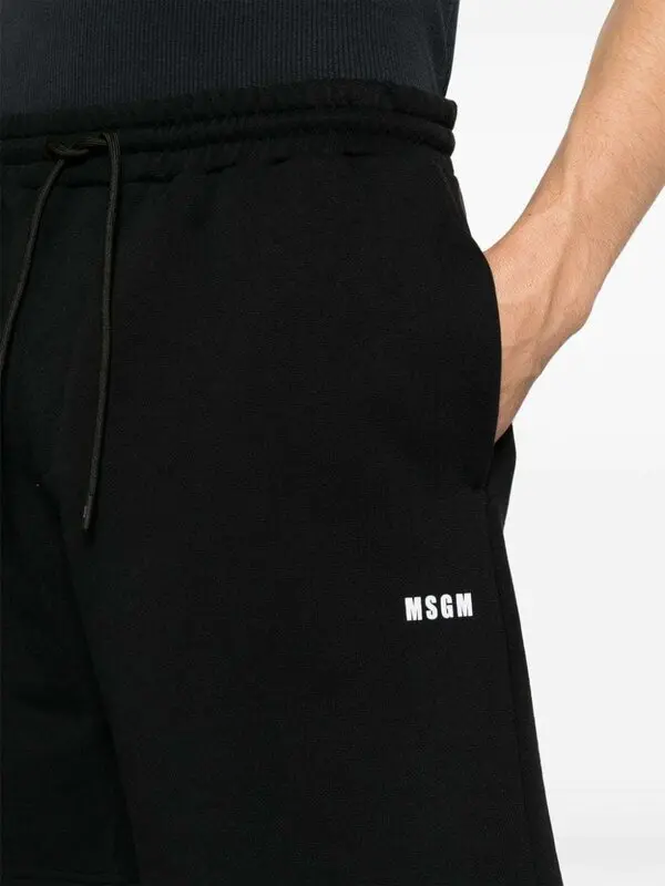 MSGM Elasticated Waist Logo Detail Shorts - Black