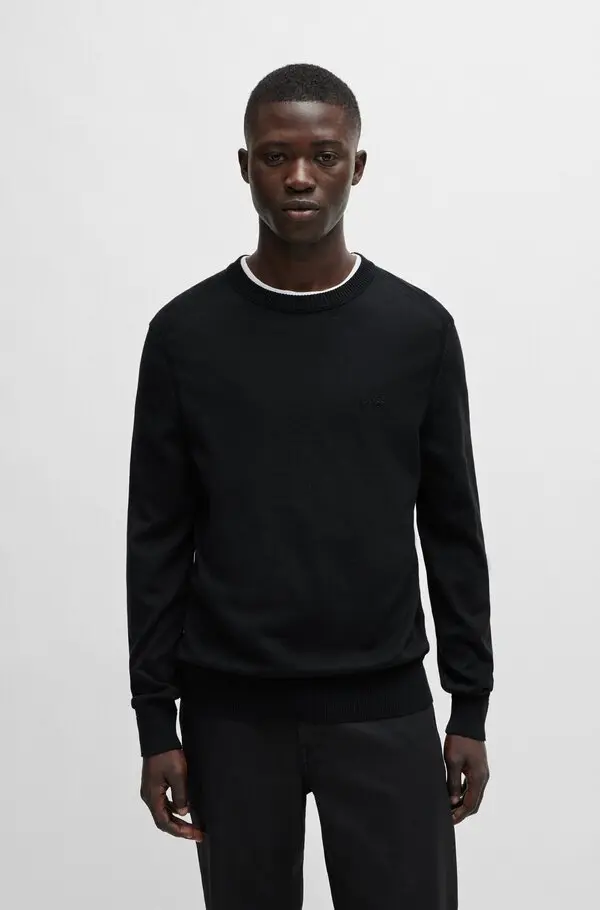Hugo Boss Logo Embroidered Ribbed Jumper