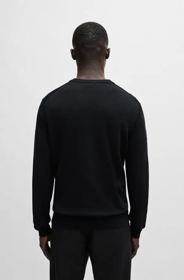 Hugo Boss Logo Embroidered Ribbed Jumper