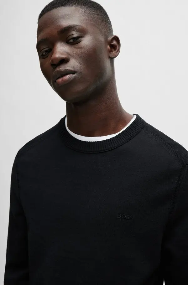 Hugo Boss Logo Embroidered Ribbed Jumper