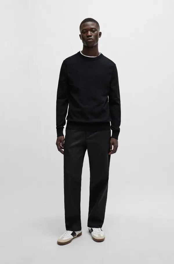Hugo Boss Logo Embroidered Ribbed Jumper