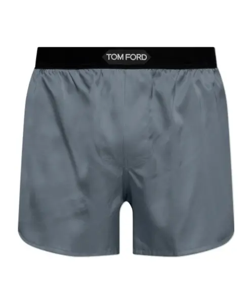 TOM FORD Logo-waistband Silk-blend Boxer Shorts - Gray